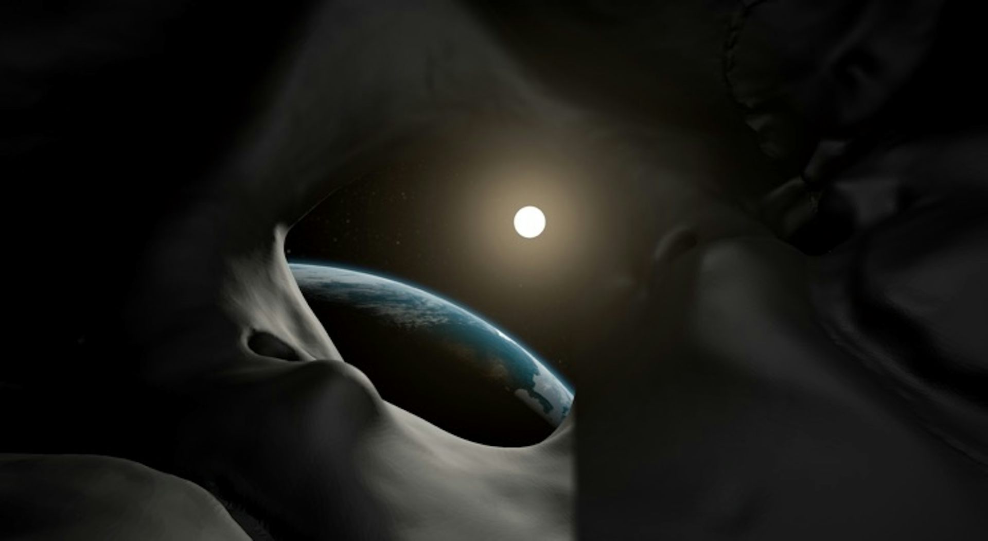 Taking a VR trip in Shaun Gladwell's floating planetoid skull