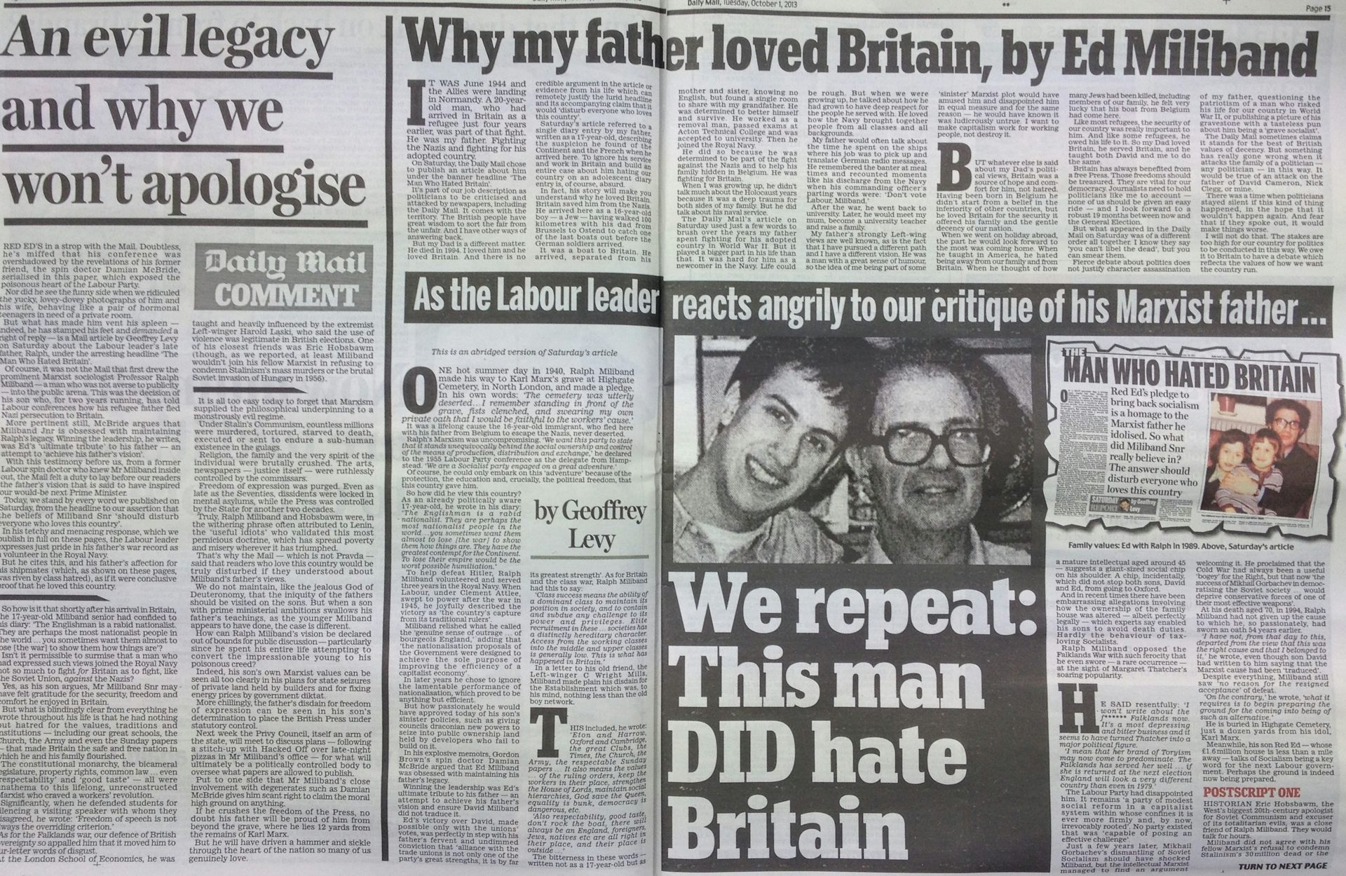 Daily Mail attack on Miliband’s father is hardly a new low
