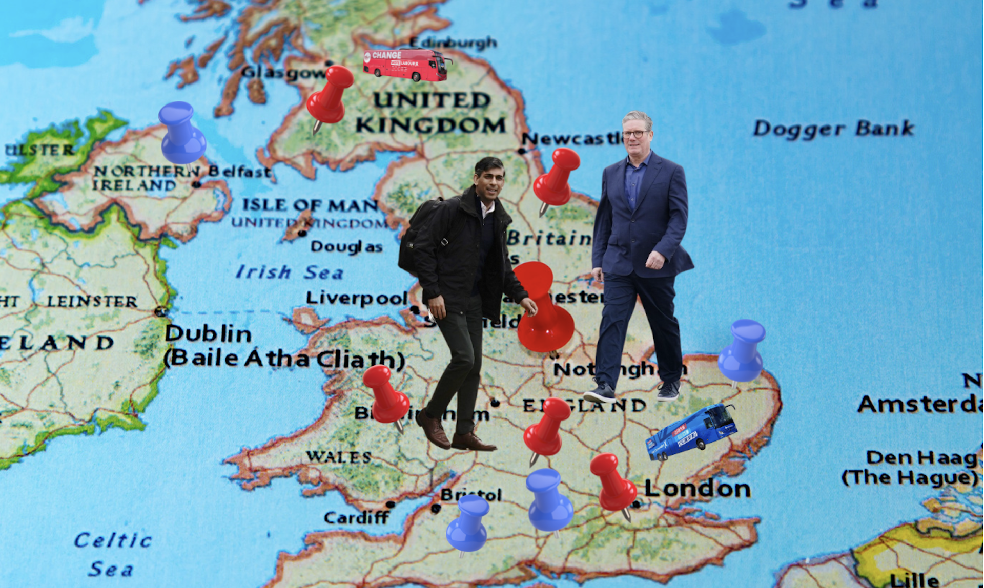 The 2024 battle bus map: where are Rishi Sunak and Keir Starmer ...